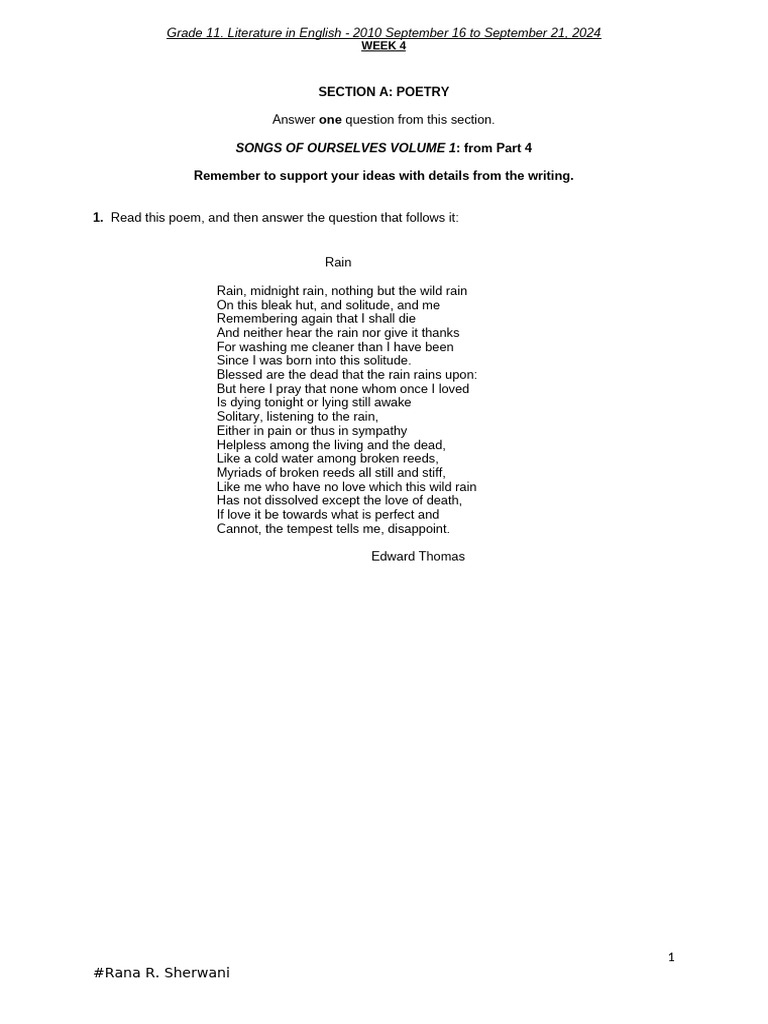 Grade 11. Week 4 | PDF | Poetry | Young Adult