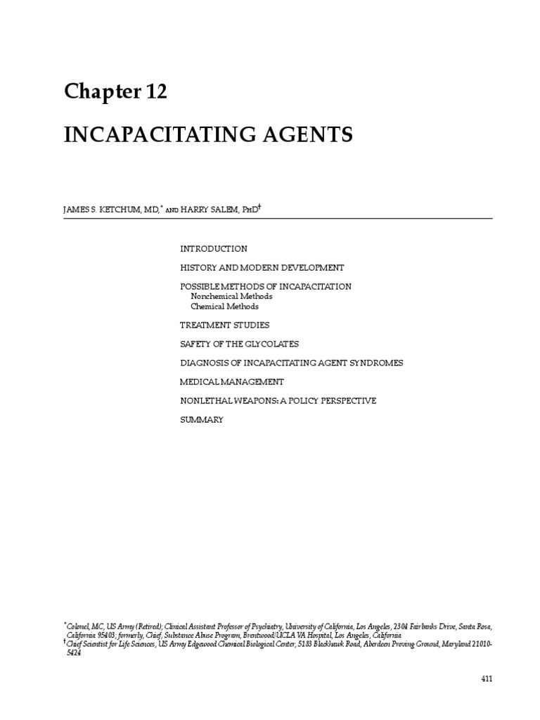 James S. Ketchum and Harry Salem - Incapacitating Agents | PDF ...