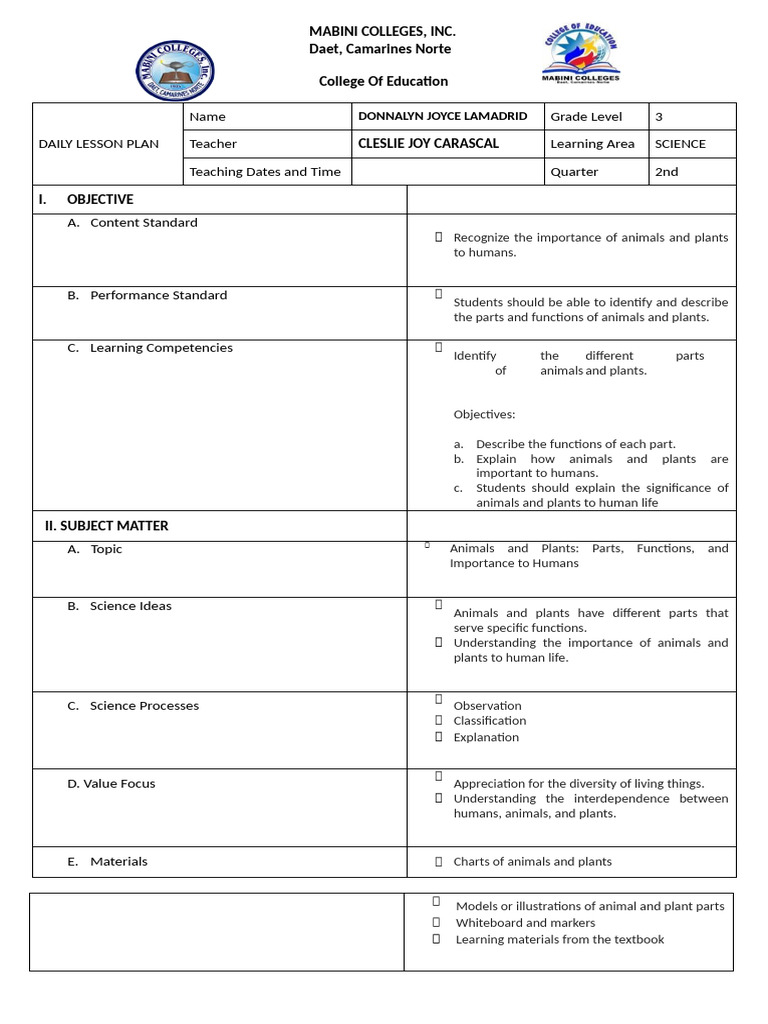 5e DLP Template2 PDF | PDF