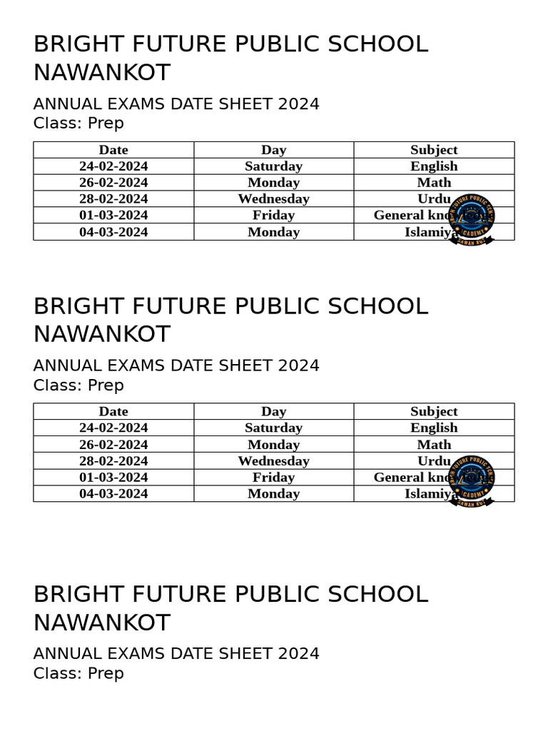 Date Sheet Prep | PDF