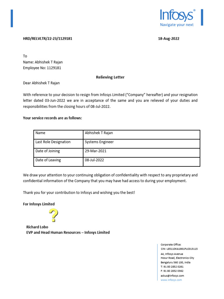 6) Infosys Workexp | PDF