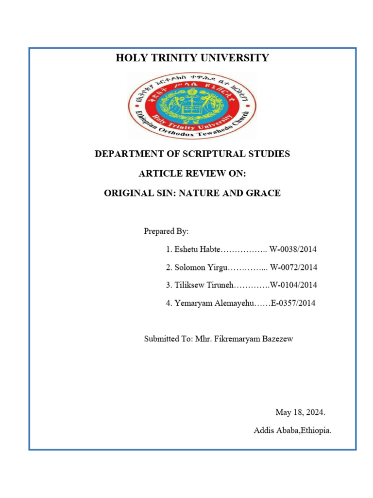 Hamartiology Assignment by Group 1 | PDF