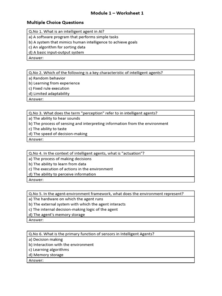 (1 - 1) Csa2001 - Module1 - Worksheet | PDF
