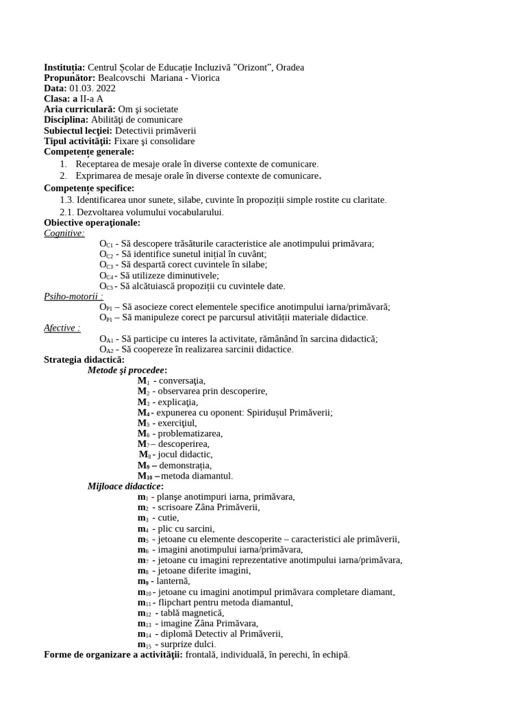 Proiect Did - Ab Comunicare - Detectivii Primaverii | PDF