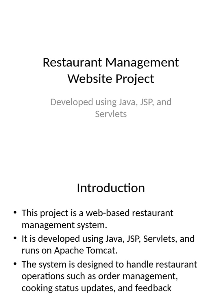 Restaurant Management Project Presentation | PDF