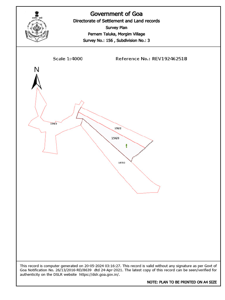 Goa Survey Plan for Pernem Taluka | PDF