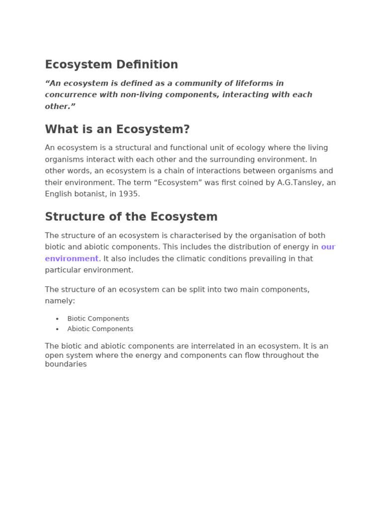 Ecosystem Definition and Struction | PDF