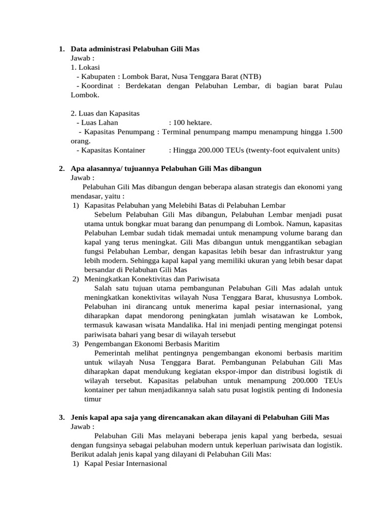 Tugas 1 Pelabuhan Gili mas-ILMA | PDF