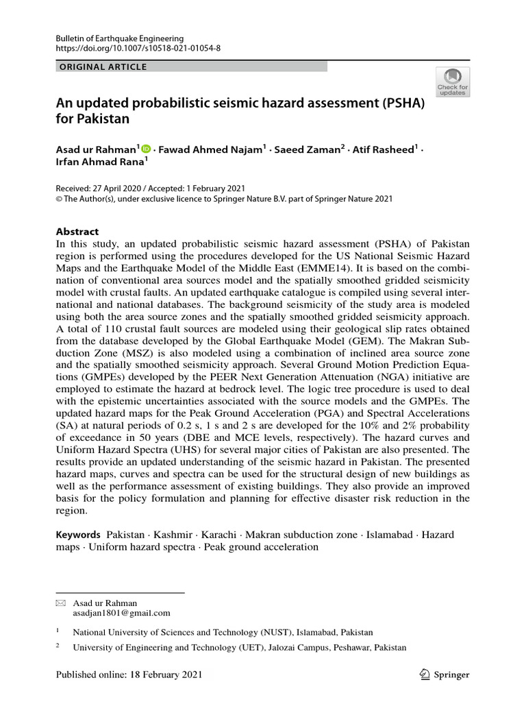 PSHA of Pakistan | PDF