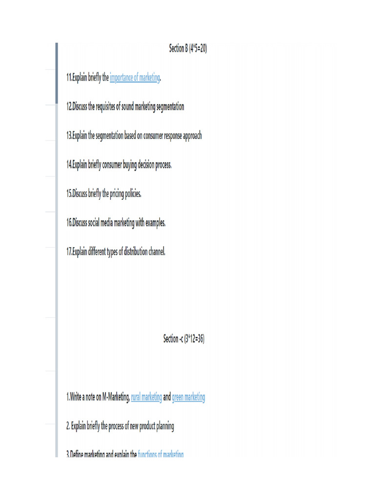 MSM Unit 1 Question Bank | PDF