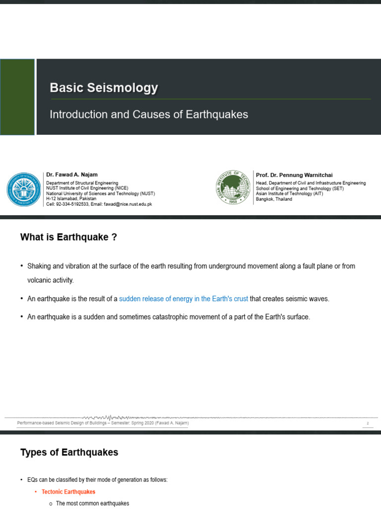 1 - Introduction and Causes of Earthquake | PDF