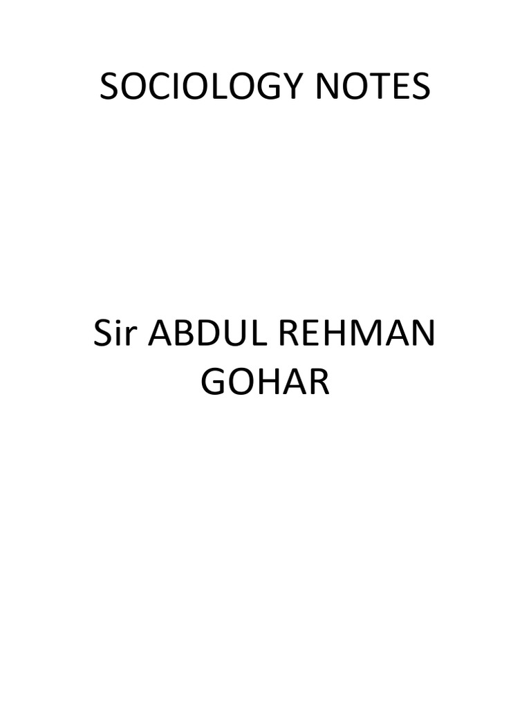 Sociology Notes - 1 | PDF