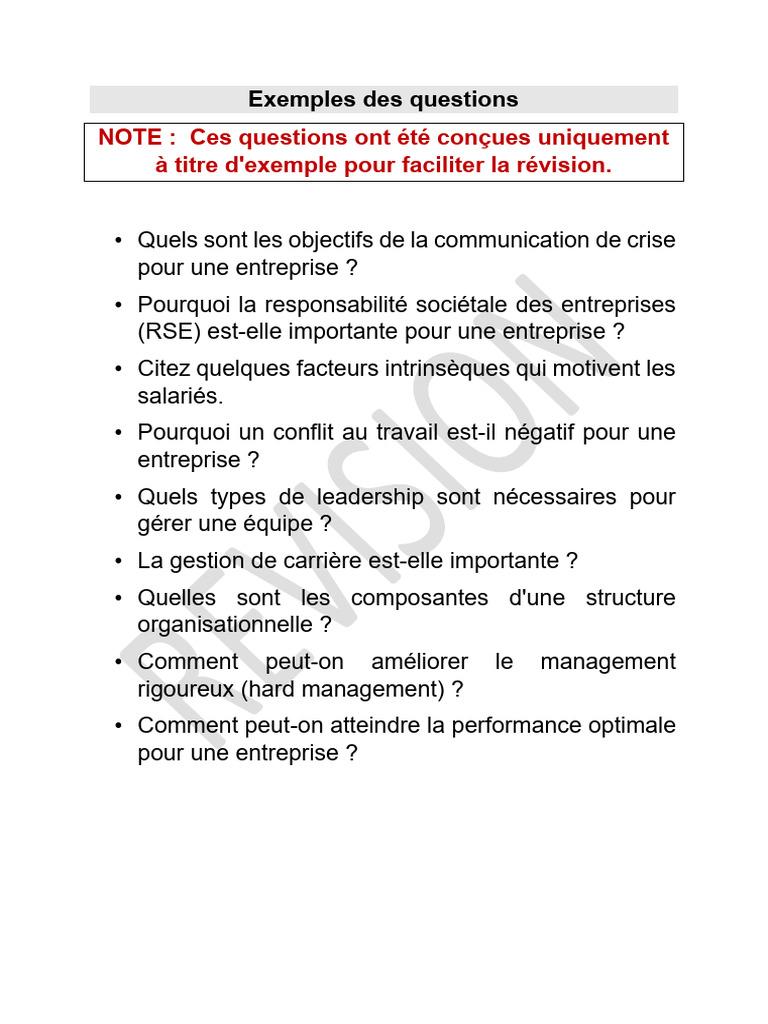 Exemples Des Questions | PDF
