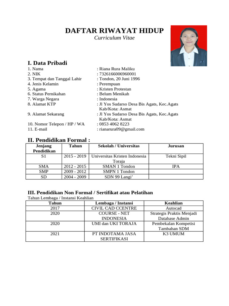 Format CV Bws | PDF