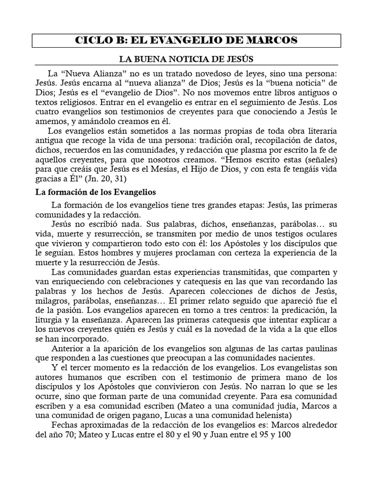 El Evangelio Segun Marcos 2024 | PDF