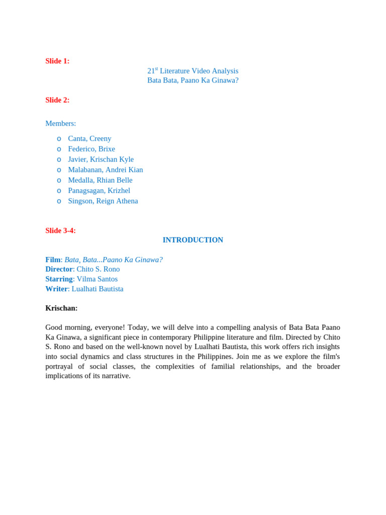 Script-21st-Literature-Video-Analysis | PDF