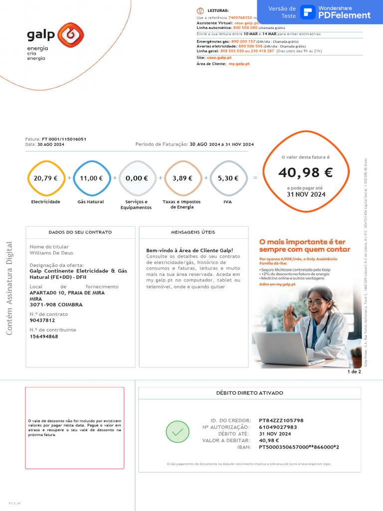 Factura Energia Galp - Mesclar | PDF