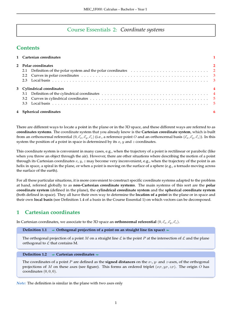Course Essentials 2:: Coordinate Systems | PDF