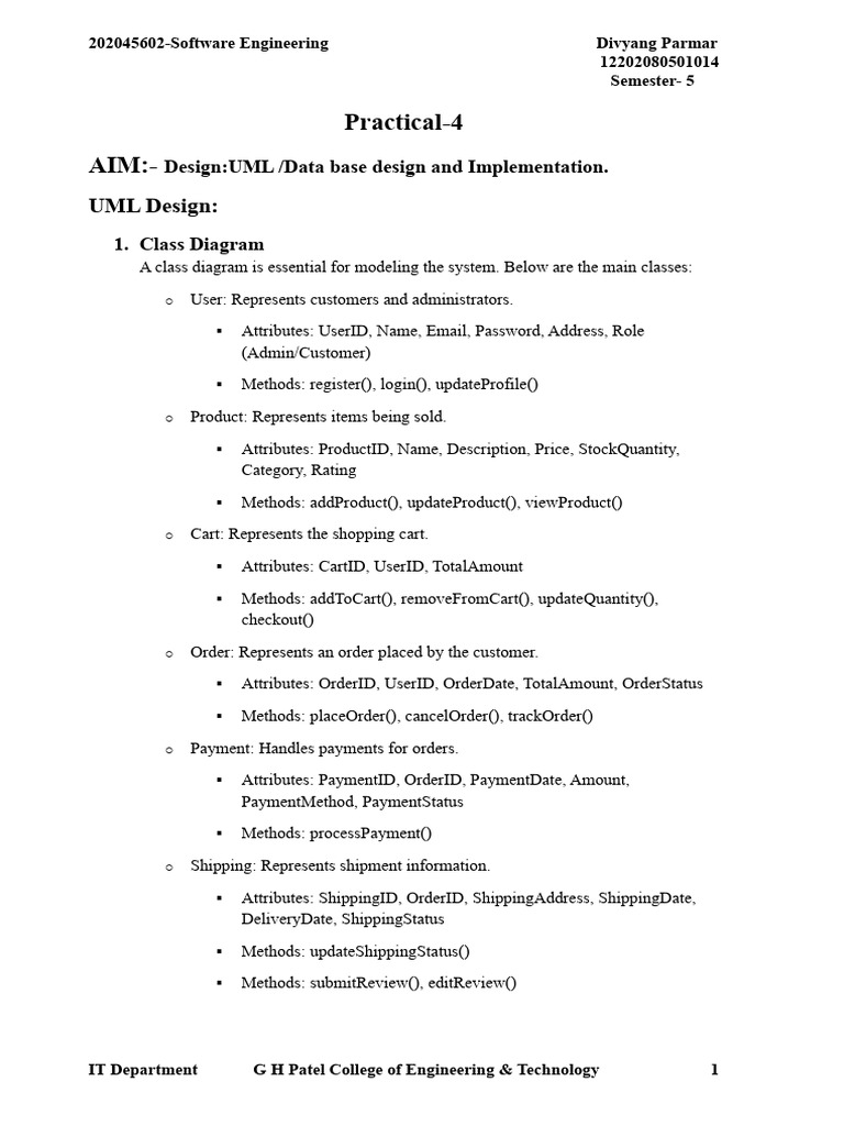 Practical-4 AIM:-: UML Design | PDF