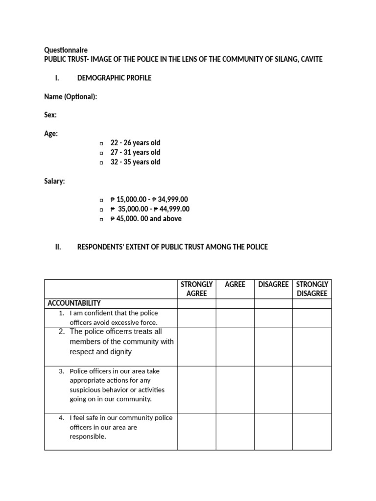 Questionnaire 1 | PDF