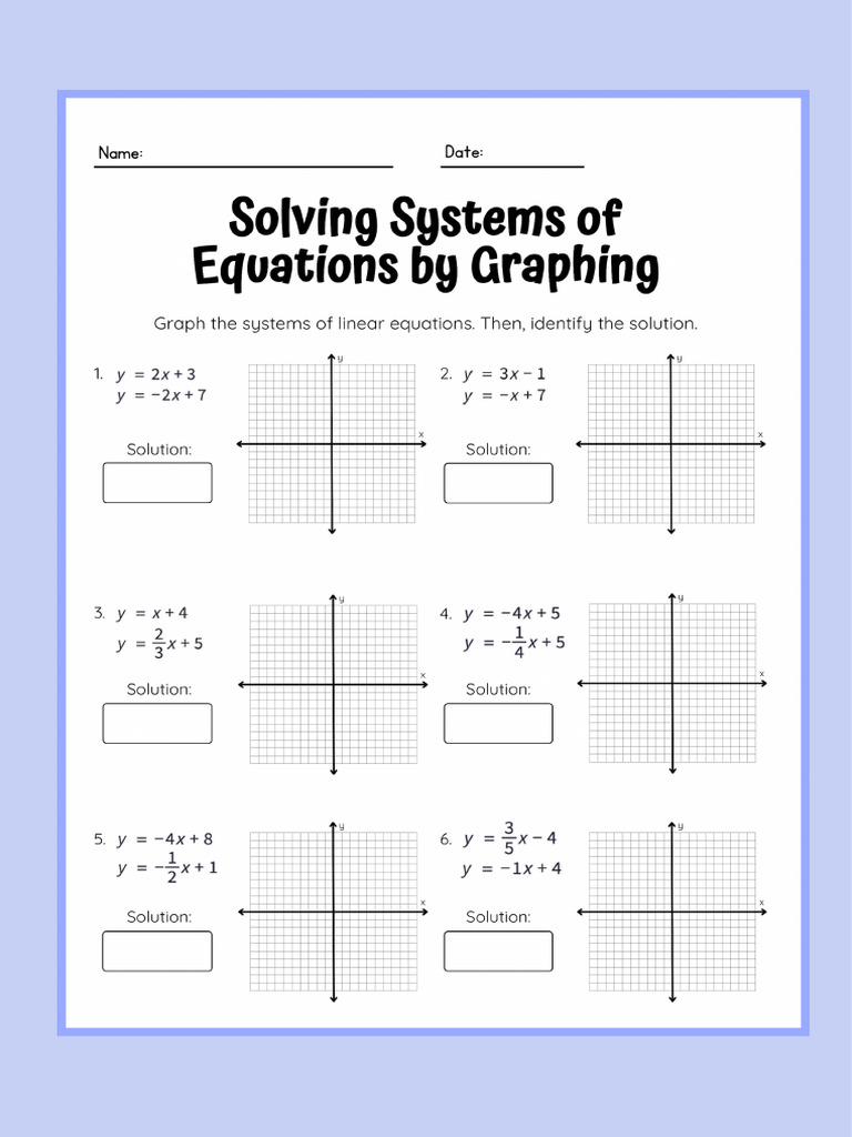 Solving Systems of Equations by Graphing Worksheet | PDF
