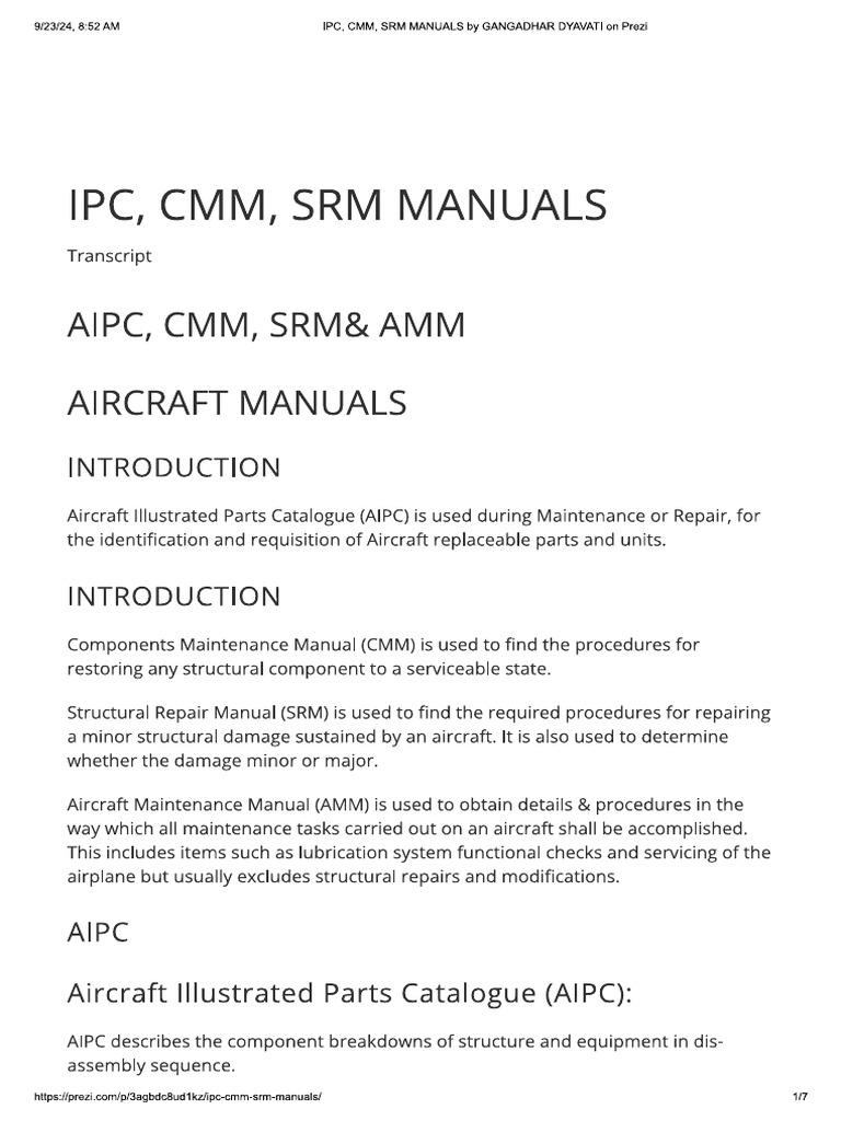 Definitions of IPC, CMM and SRM manuals | PDF