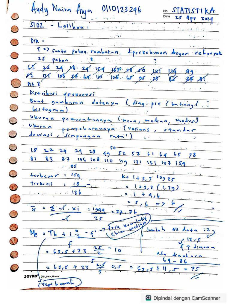 Latihan Soal Statistika - Audy | PDF