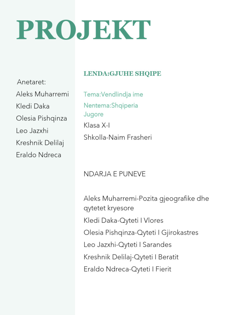 Projekti I Gjuhes | PDF