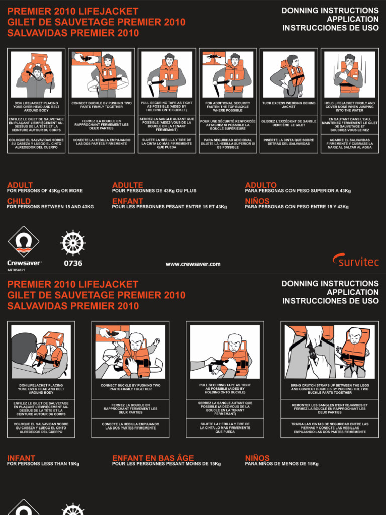 Survitec Premier 2010 Multi Language Donning Instructions | PDF