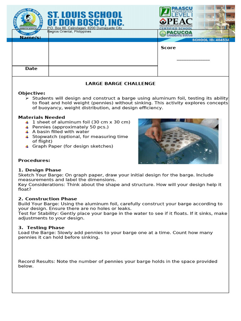large barge template with procedure | PDF