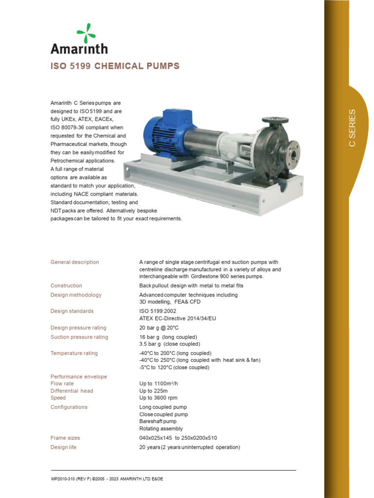C Series ISO 5199 Chemical Process Pump Brochure RevF | PDF