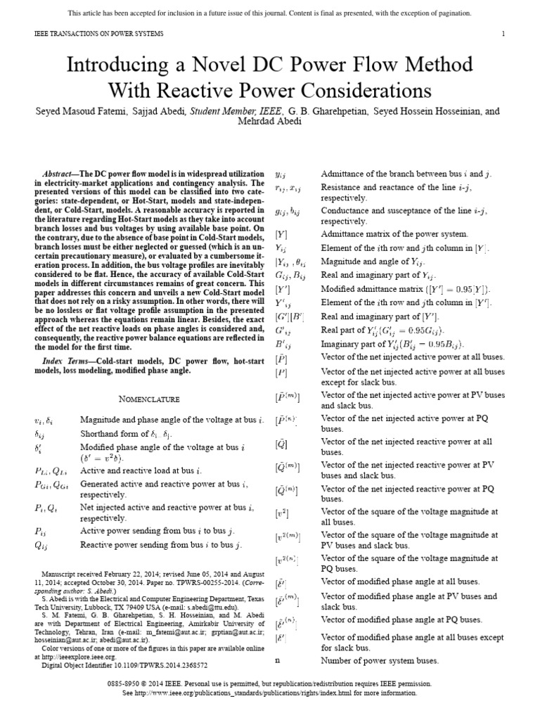 Introducing a Novel DC Power Flow Method | PDF