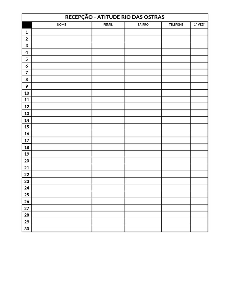 PLANILHA EM BRANCO | PDF