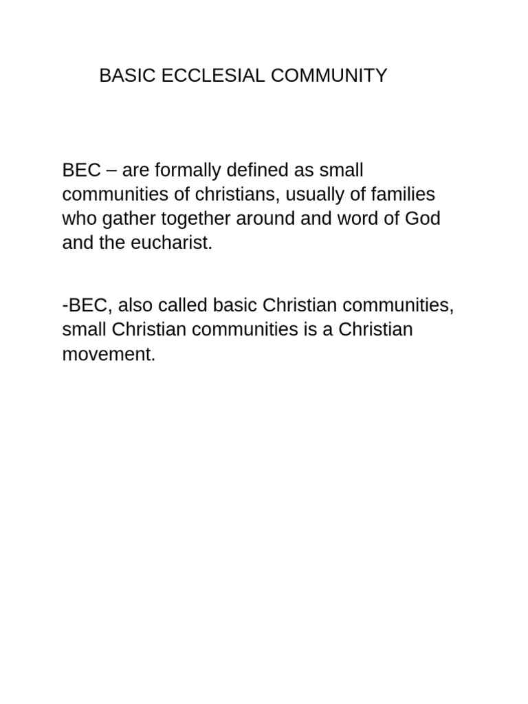 Basic Ecclesial Community | PDF