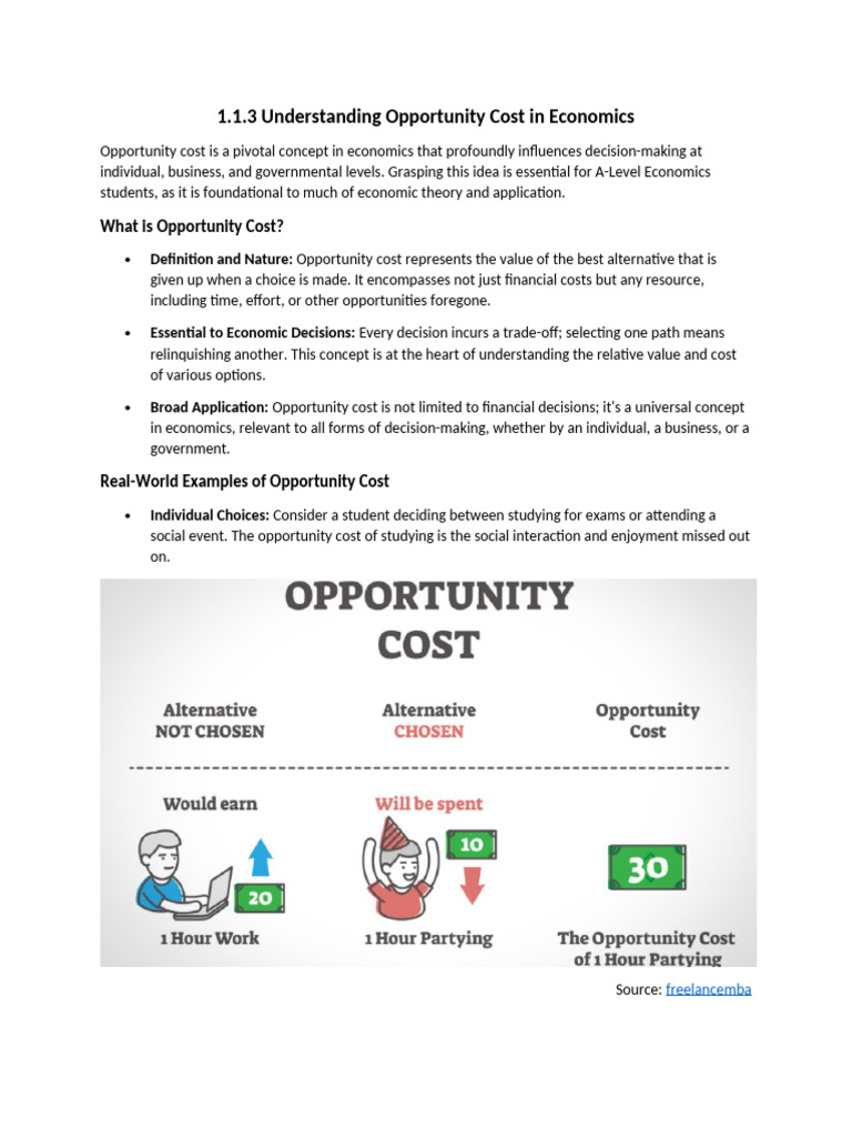 1.1.3 Understanding Opportunity Cost in Economics | PDF
