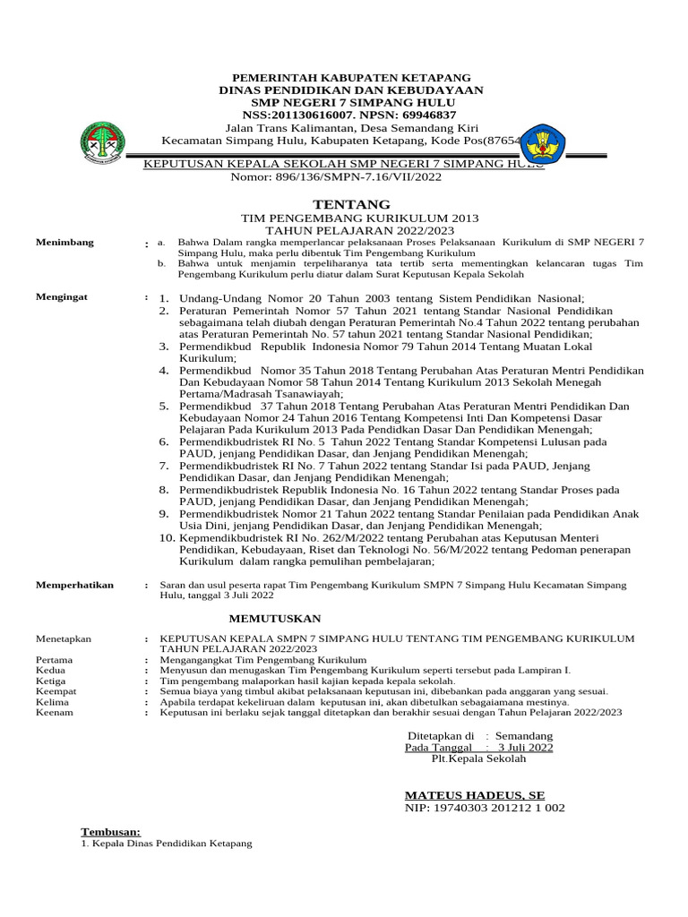 SK Tim Pengembang Dok | PDF