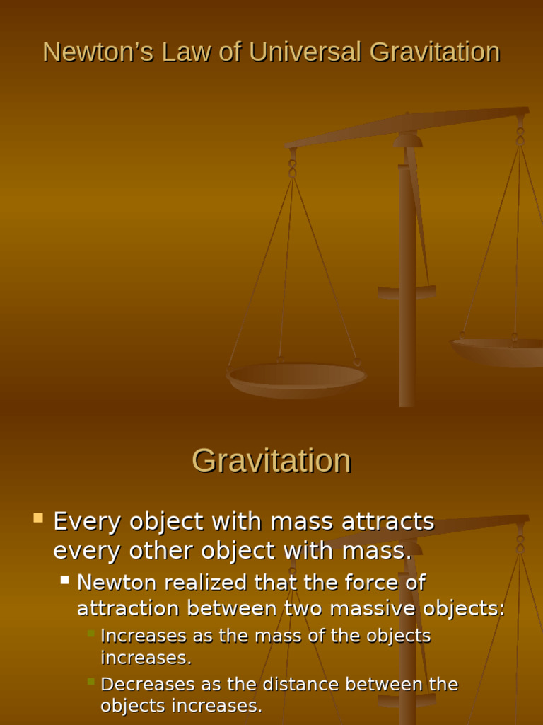 Newtons Law of Universal Gravitation | PDF