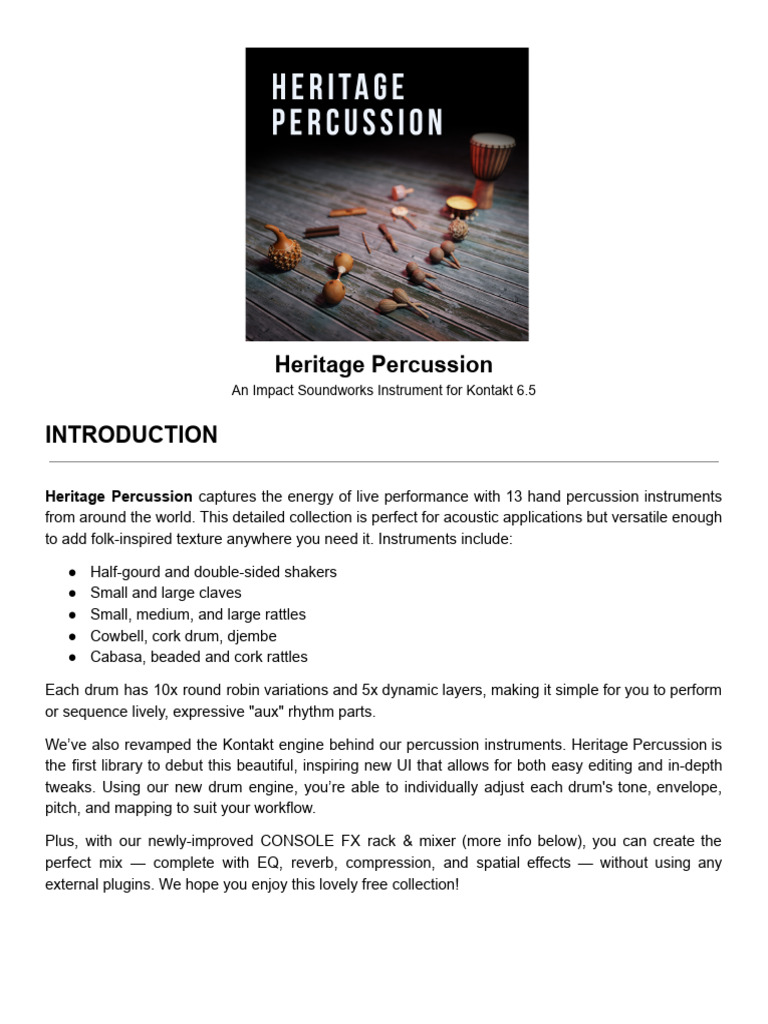 Heritage Percussion Manual | PDF