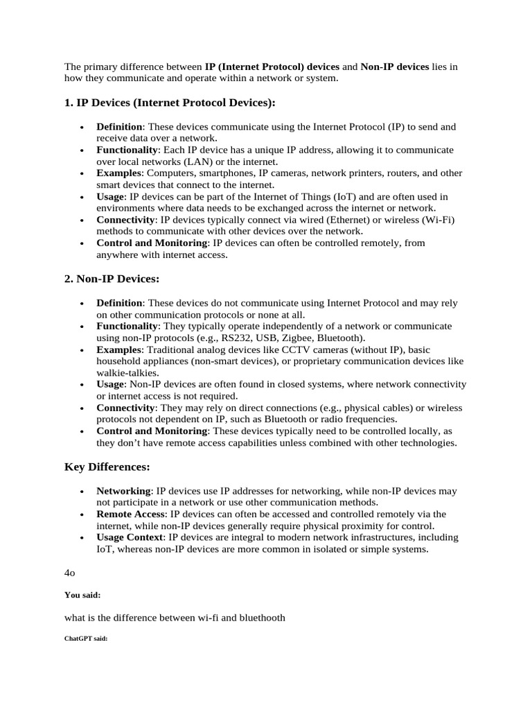 IP vs Non-IP Devices Explained | PDF | Computer Network | Wi Fi