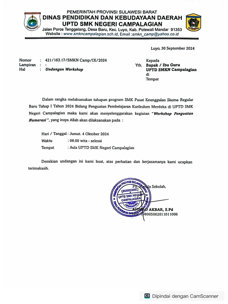 Undangan Workshop Penguatan Numerasi | PDF