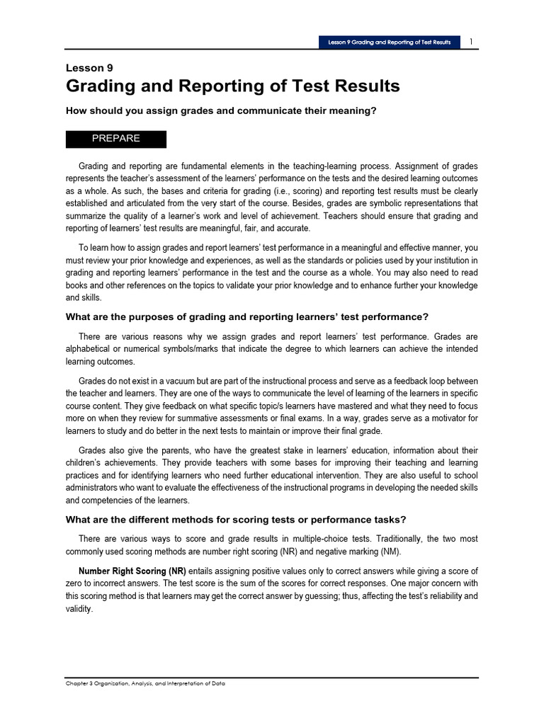Lesson-9-Grading-and-Reporting-of-Test-Results | PDF