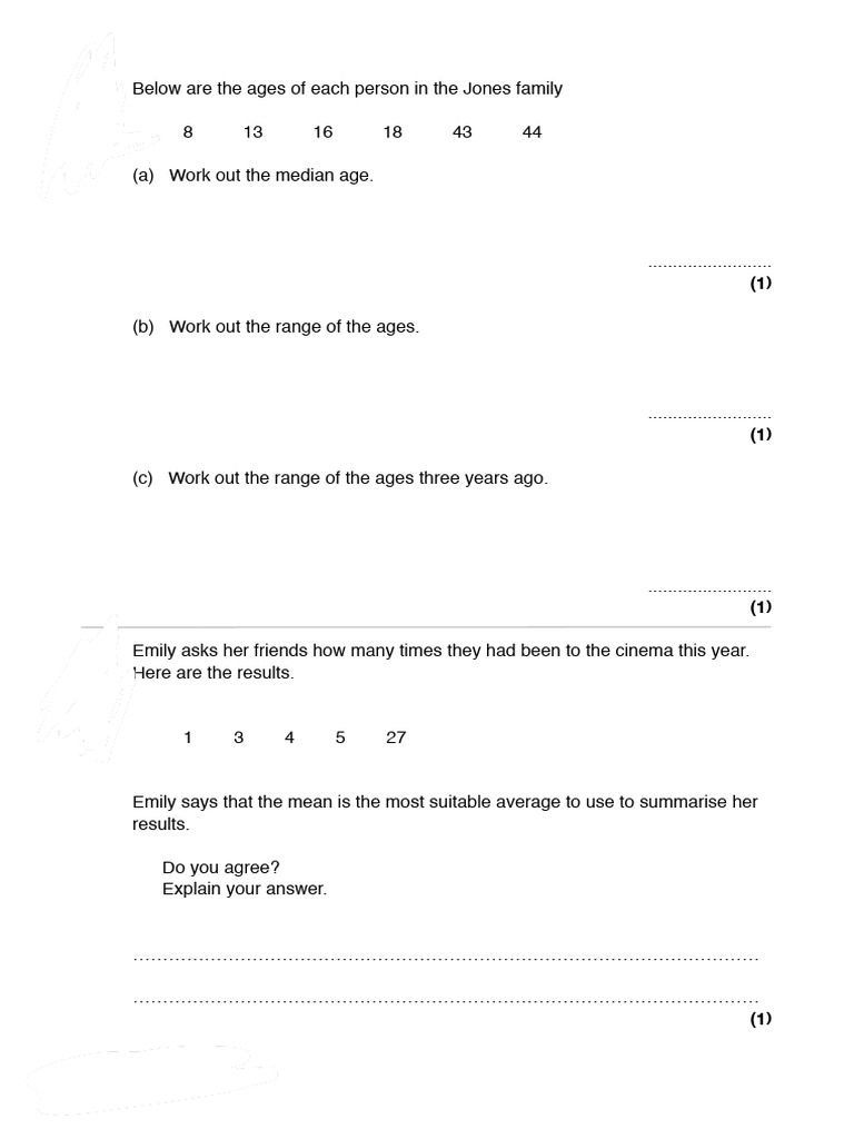 Averages and Range | PDF