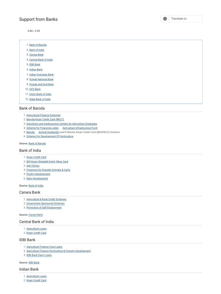 Support From Banks - Vikaspedia | PDF