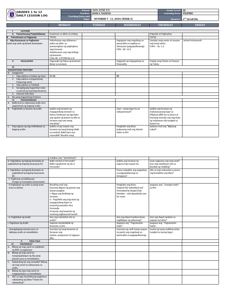 DLL_FILIPINO 3_Q2_W2 | PDF