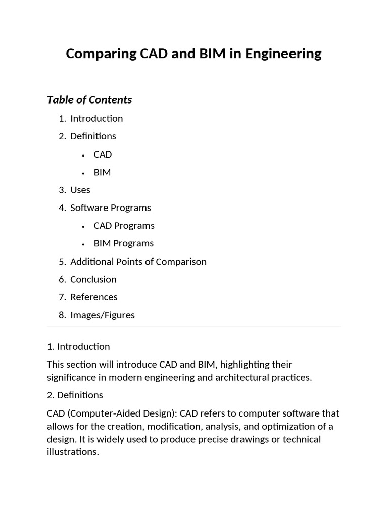 Comparing CAD and BIM in Engineering | PDF | Computer Aided Design | Building Information Modeling