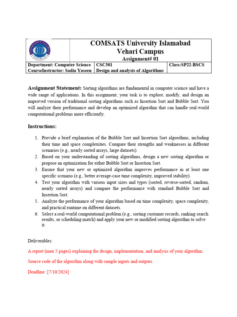 Algo Assignment#01 | PDF