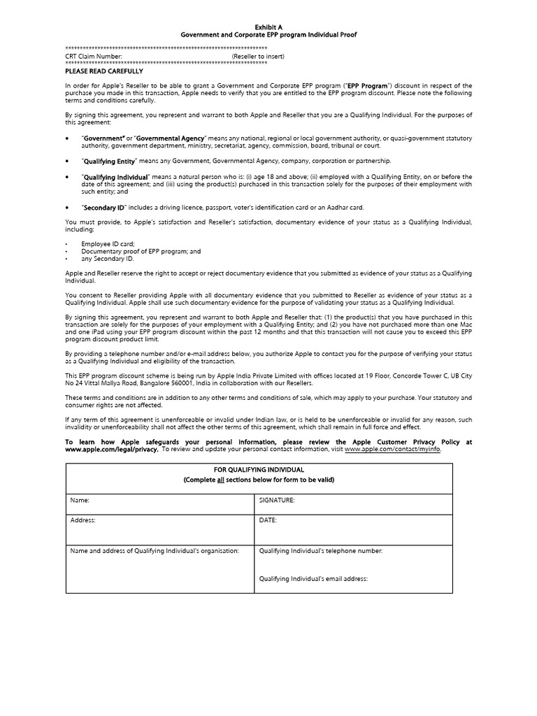 Enterprise EPP Program India Consent Form (23 September 2022) | PDF ...