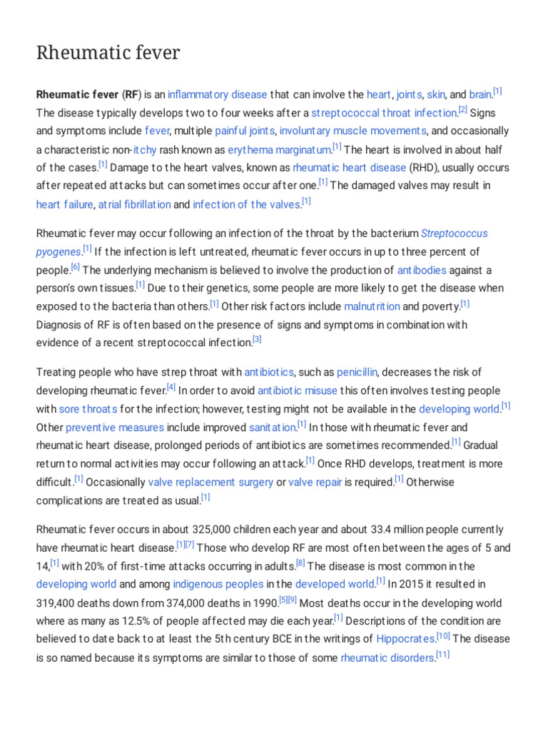 Rheumatic Fever - Wikipedia | PDF