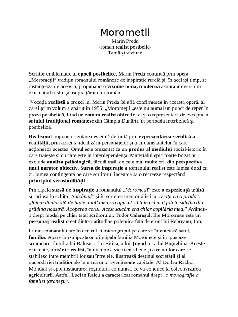 Morometii TEMĂ | PDF