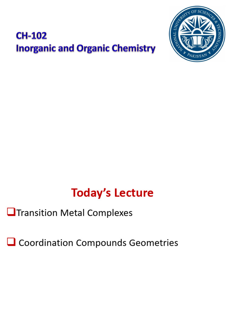 Lecture 4 Coordination Compounds | PDF
